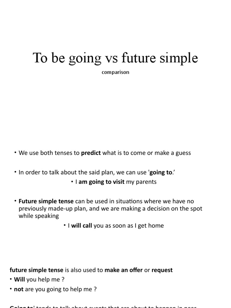 Future Simple vs. Going To: Usage Guide | PDF | Self-Improvement