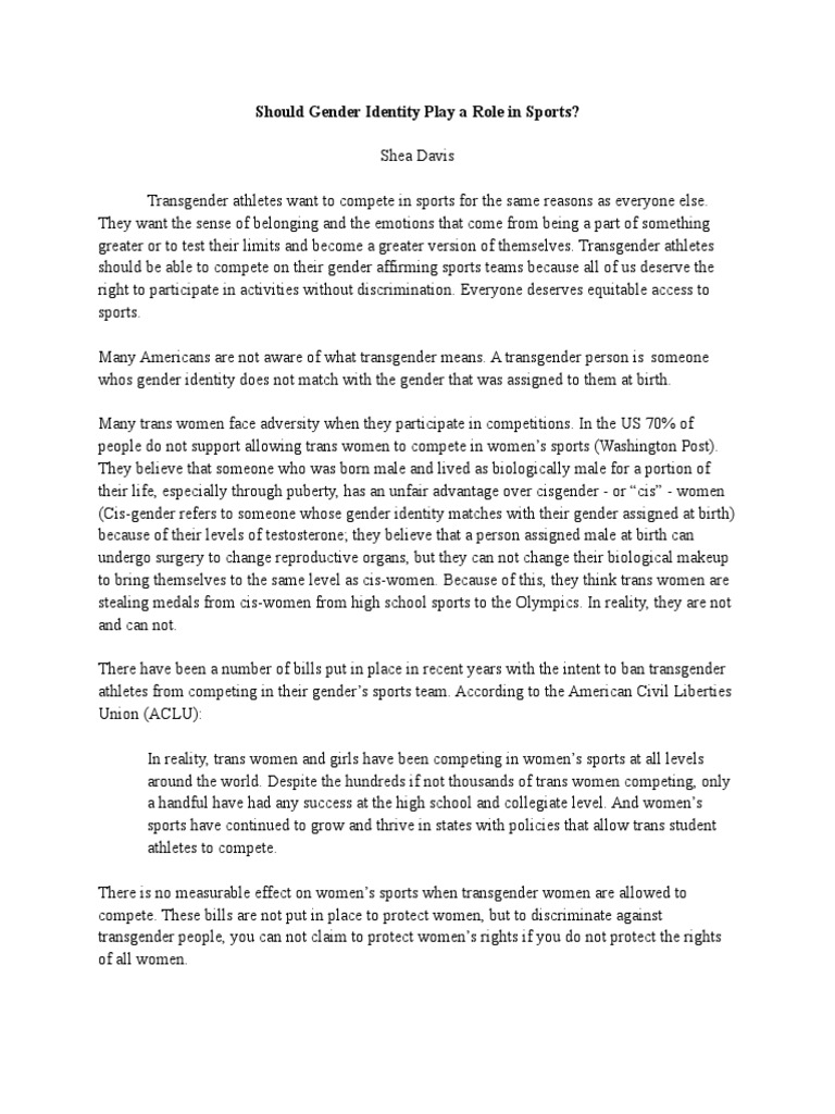 Shea Davis - Op-Ed Final Drafts | PDF | Transgender | LGBTQIA+ Studies