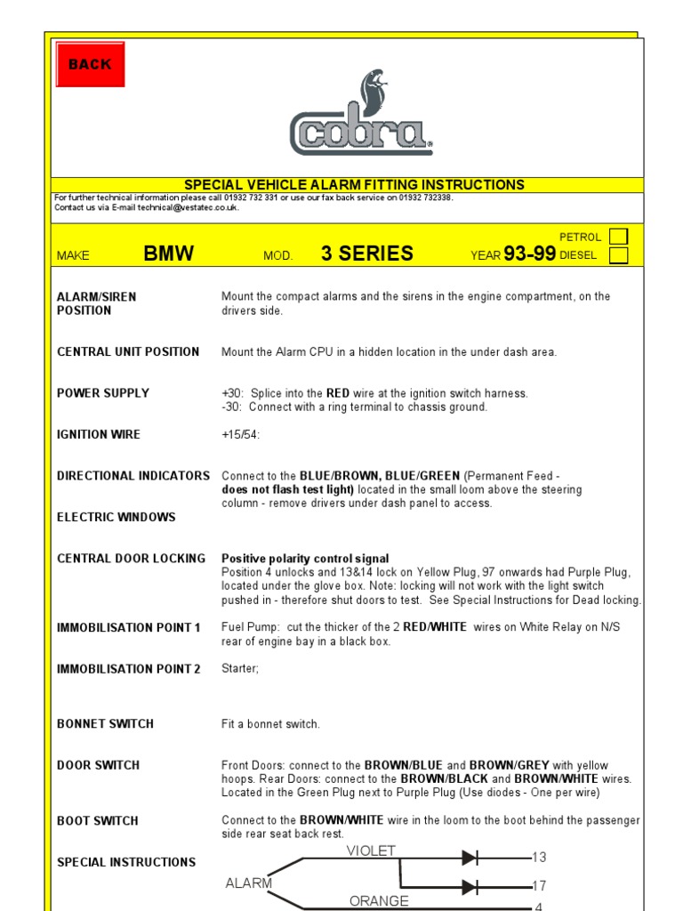 BMW E36 Alarm Data | PDF | Switch | Trunk (Car)