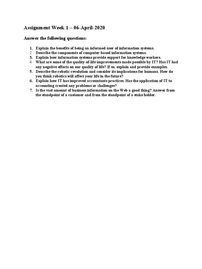 Week 1 Assignment 1 Pdf 