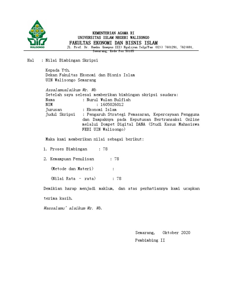 Nilai Bimbingan Dosbing 2 | PDF | Bisnis | Komputer