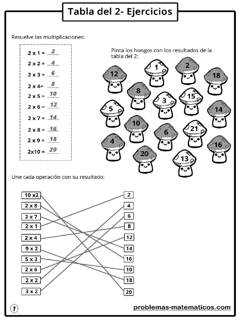 Ejercicios Tabla Del 2 Resueltos | PDF