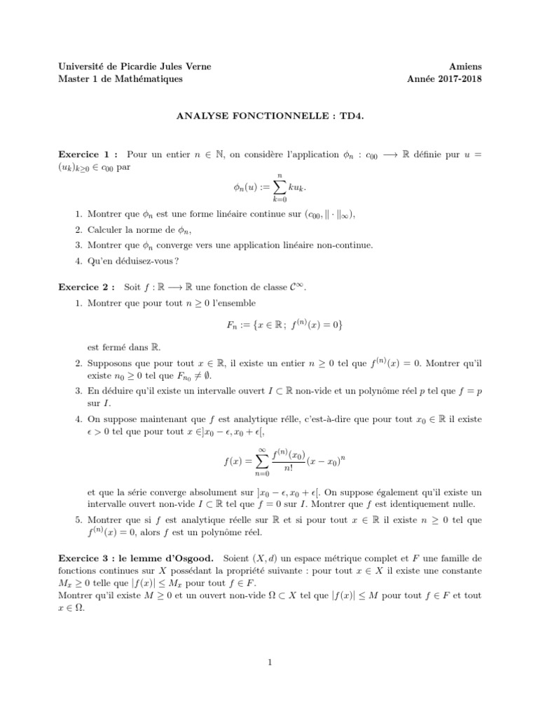 Universit e de Picardie Jules Verne Amiens Master 1 de Math Ematiques Ann Ee 2017-2018 | PDF ...