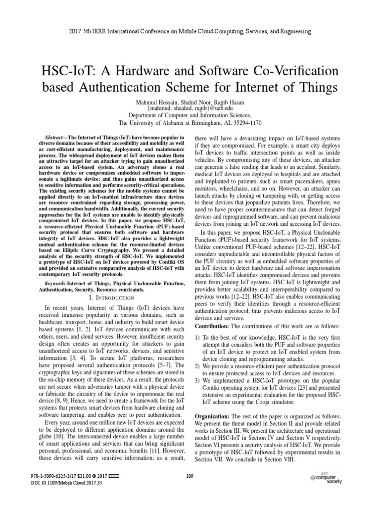 Hsc Iot A Hardware And Software Co Verification Based Authentication