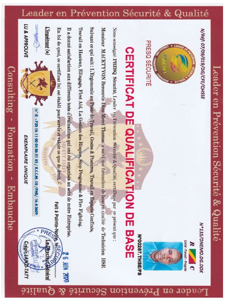 Certificat de Qualification de Base | PDF