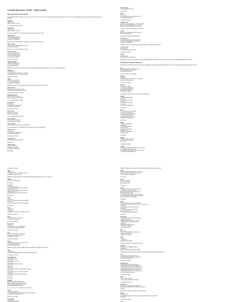 CrossFit Ejercicios WOD - Full CrossFit | PDF | Peso del cuerpo humano ...