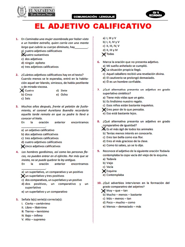 Tarea #29 - El Adjetivo Calificativo | PDF
