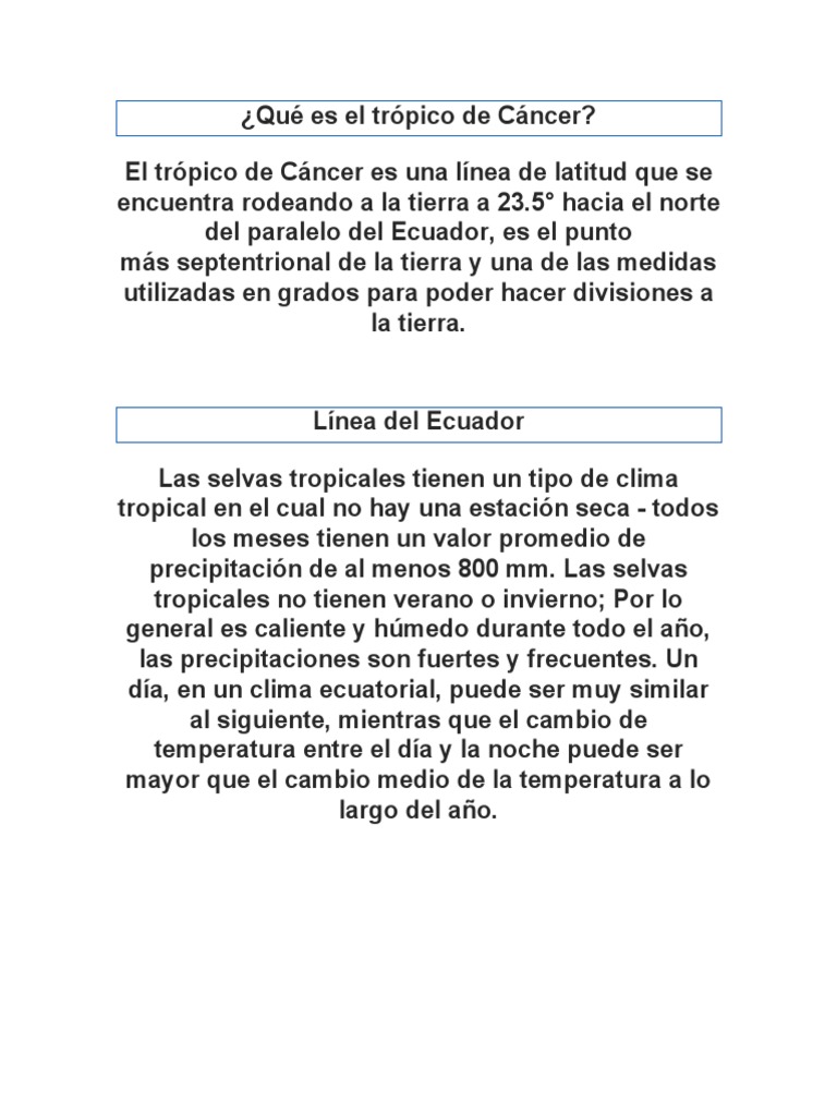 Qué Es El Trópico de Cáncer | PDF | Zona tropical | Ecuador