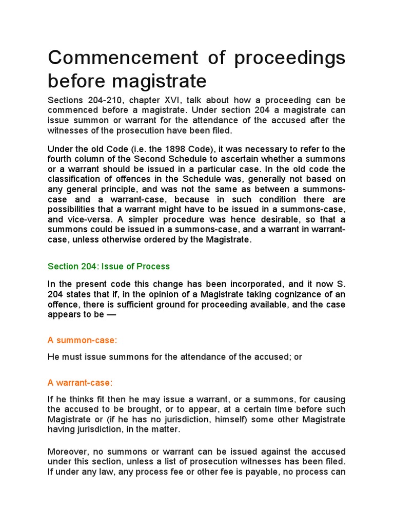Commencement of Proceedings Before Magistrate | PDF | Summons | Magistrate