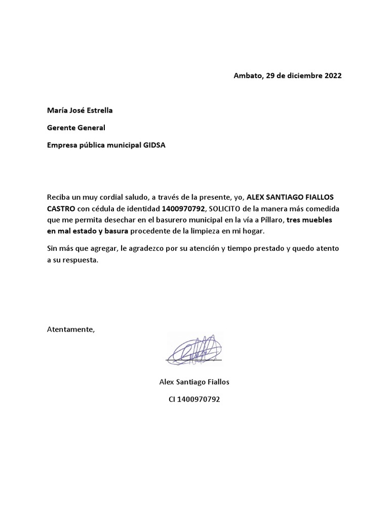 Carta de Solicitud | PDF