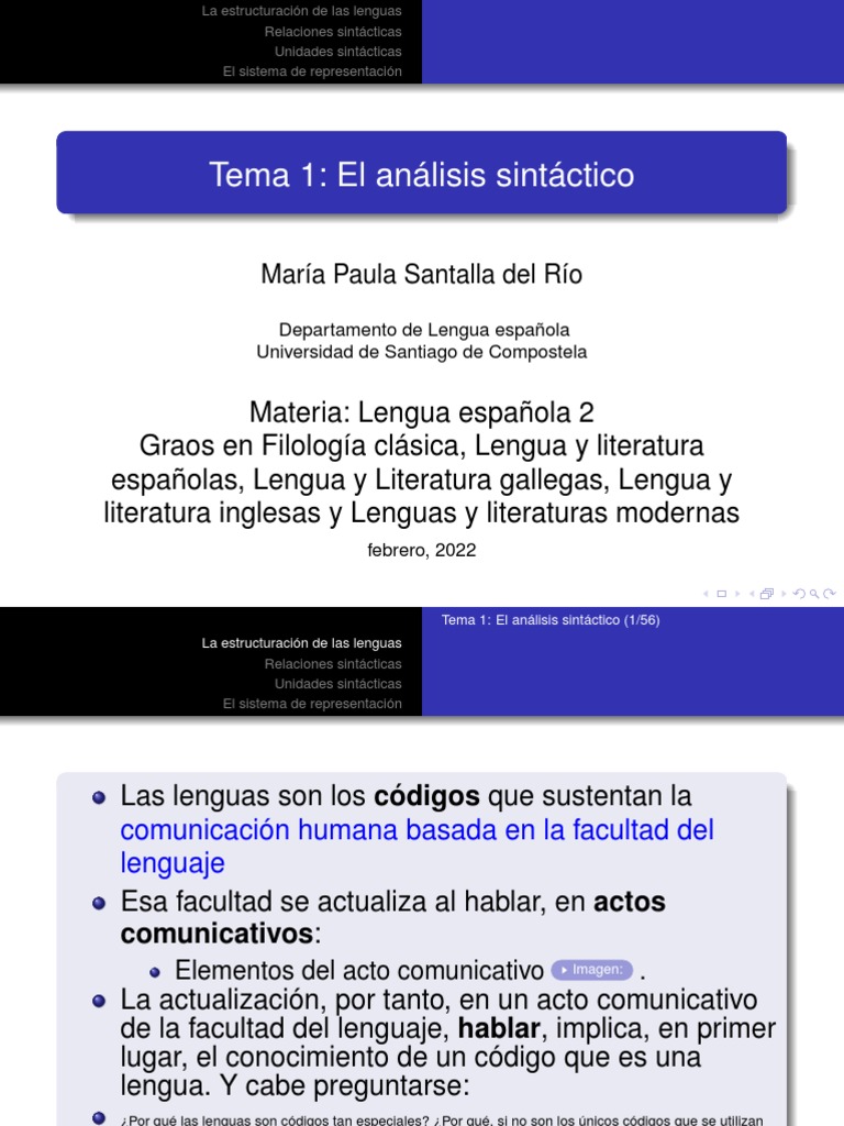 Tema 1 - El Analisis Sintactico - Presentacion | PDF | Oración ...