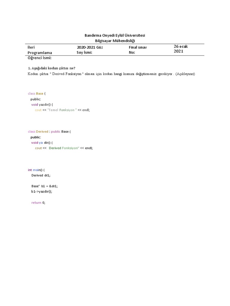 Ileri Programlama Final | PDF