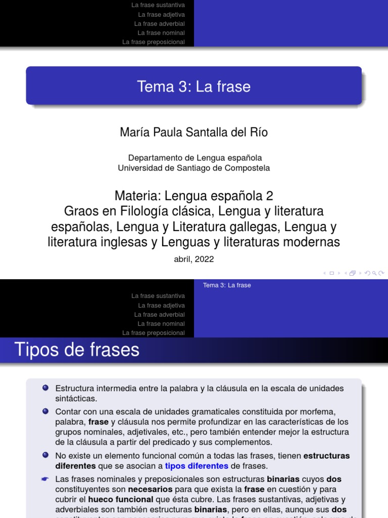Tema-3 La-Frase Presentacion | PDF | Adverbio | Oración (Lingüística)