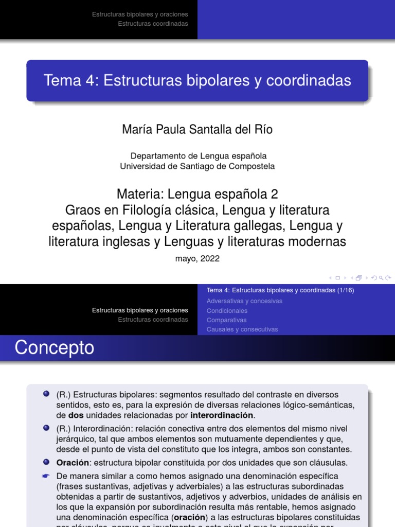 Tema 4 - Estructuras Bipolares y Coordinadas - Presentacion | Descargar gratis PDF | Oración ...