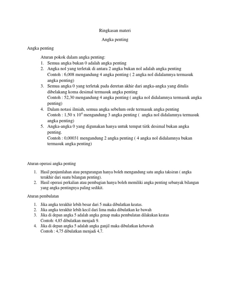 Aturan dan Contoh Angka Penting | PDF