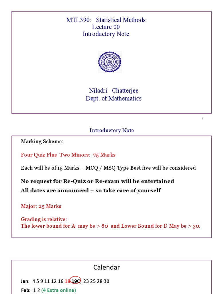 MTL390 L0 Introduction | PDF | Estimator | Estimation Theory