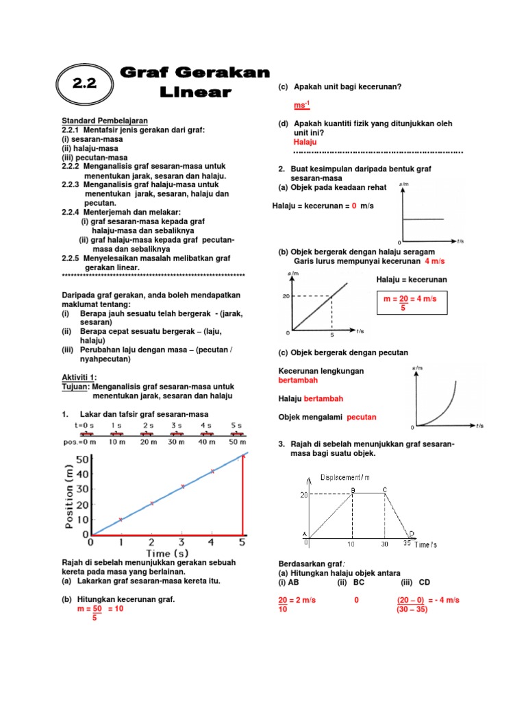 Analisis Graf Gerakan Linear Fizik | PDF