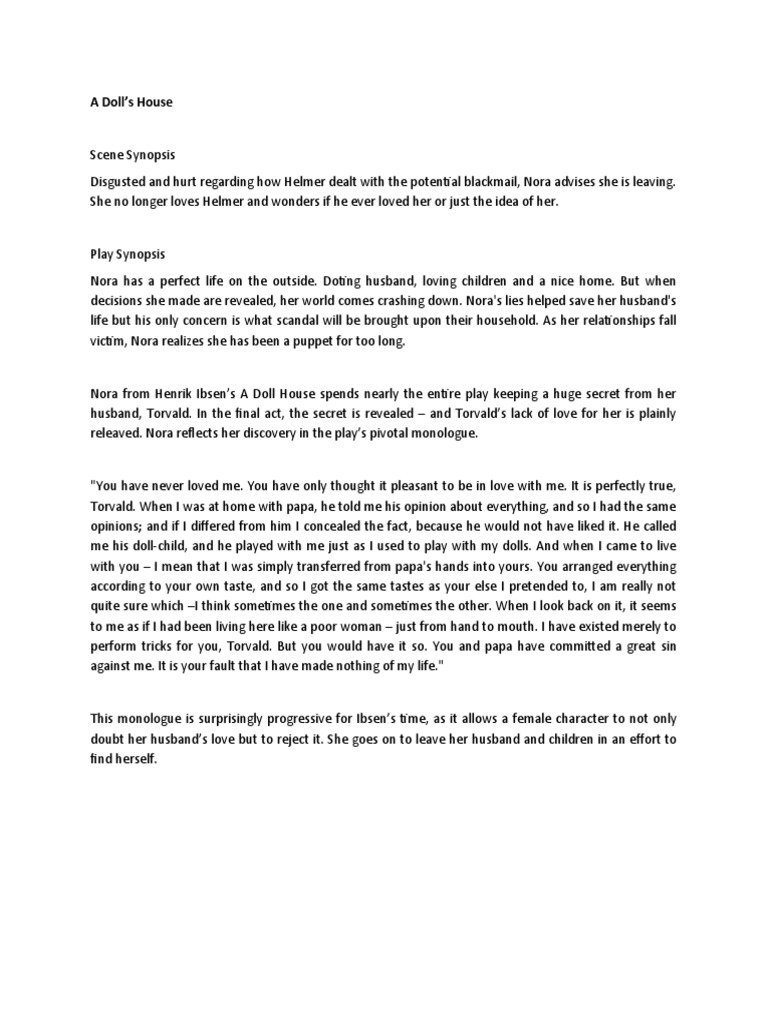 Monologues | PDF | A Doll's House