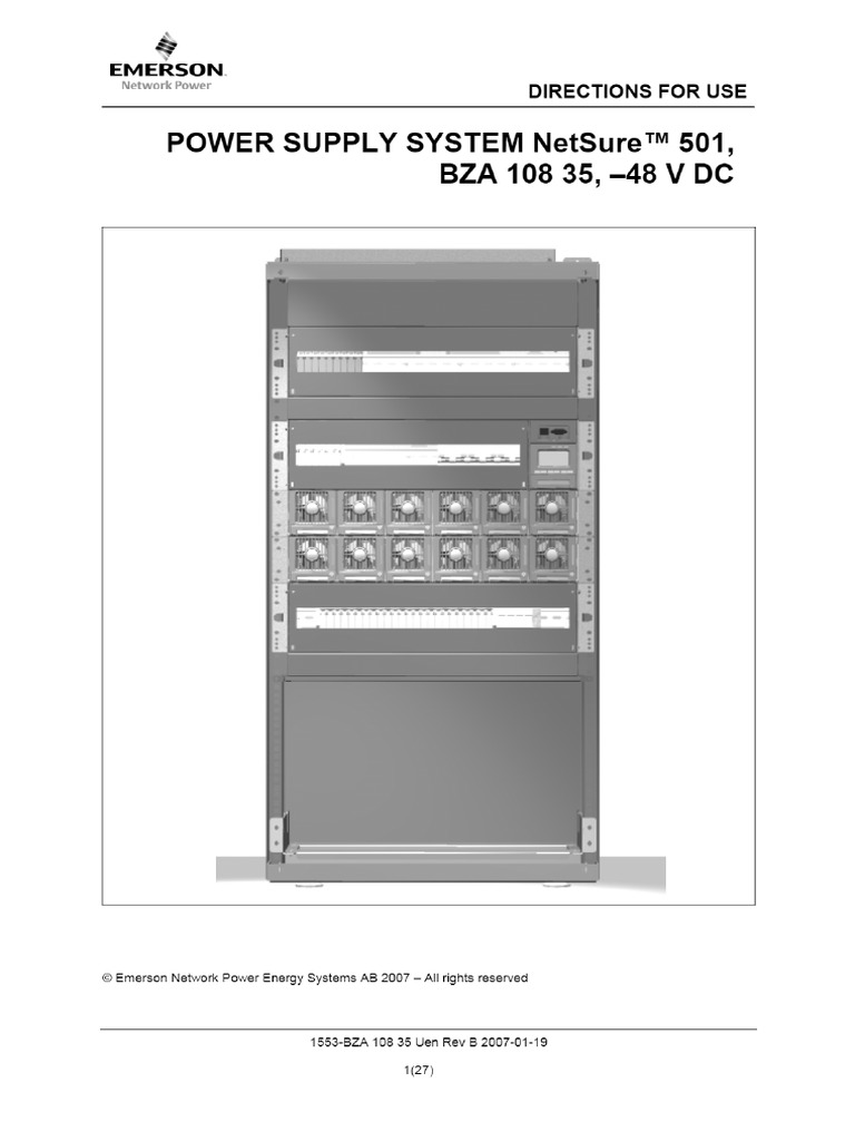 POWER SUPPLY SYSTEM NetSure™ 501, BZA 108 35, - 48 V DC | PDF