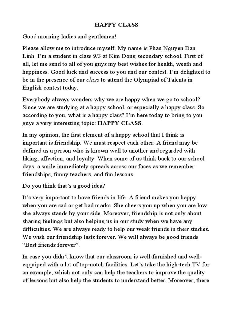 Happy Class | PDF | Classroom | Teachers