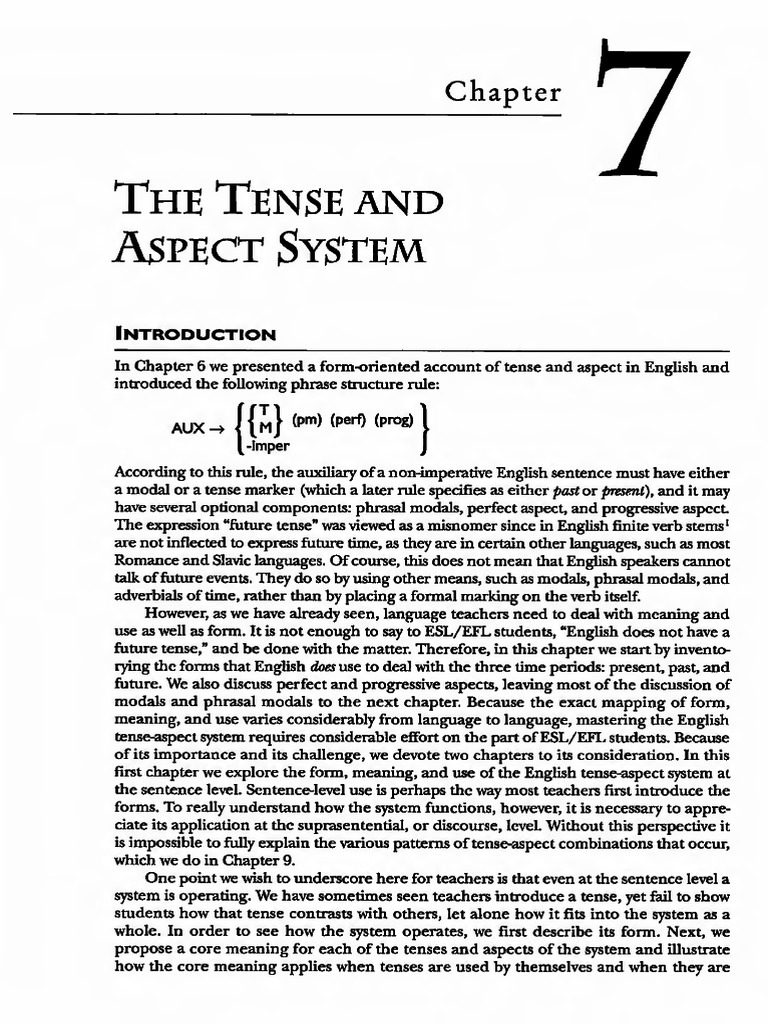 Tense and Aspect Systems (Celce-Murcia & Larsen-Freeman, 1999) | PDF