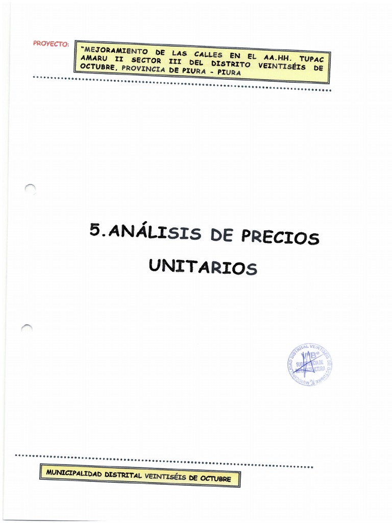 Analisis de Precios Unitarios | PDF