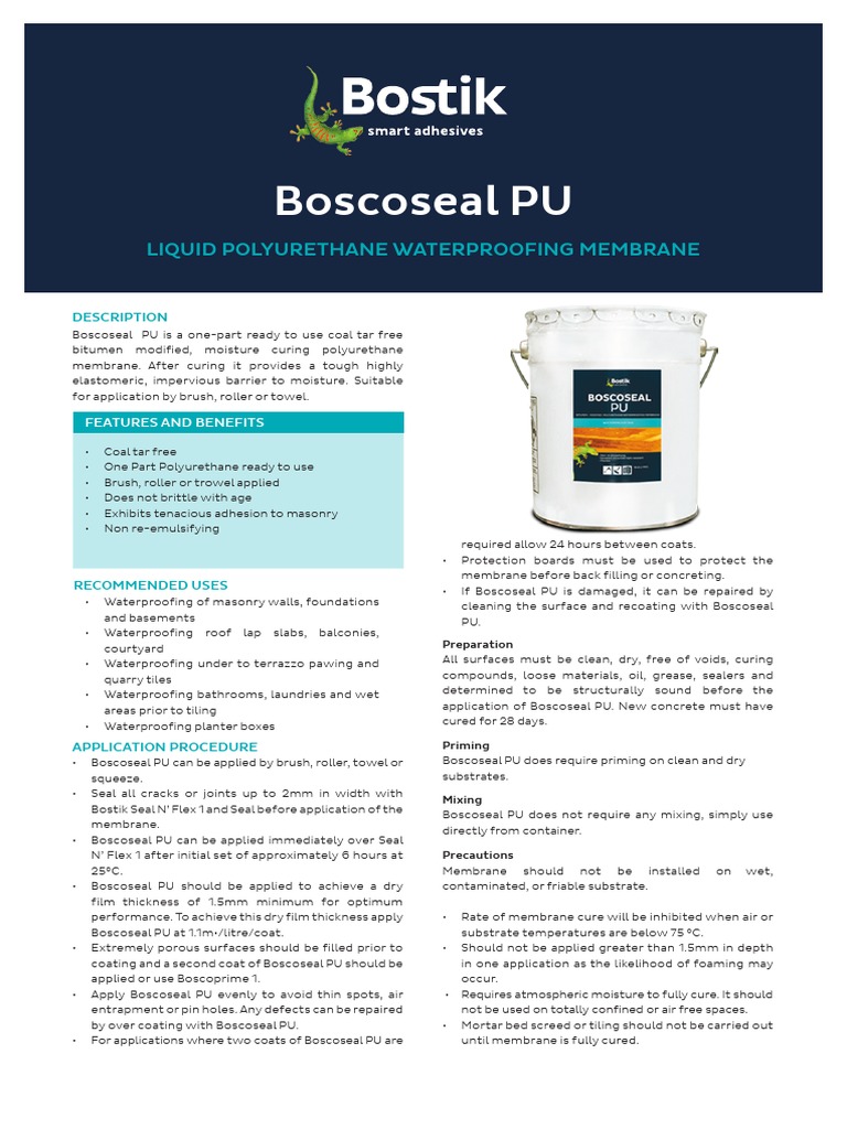 Boscoseal PU Waterproofing Membrane | PDF | Building Materials ...