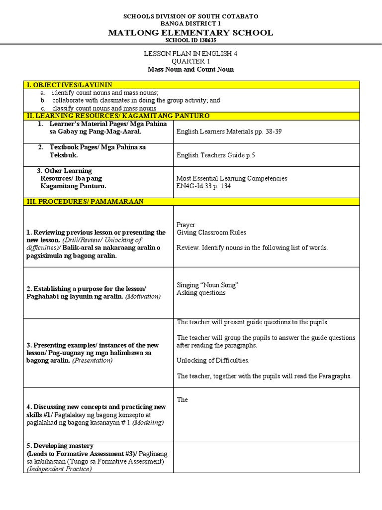 Lessonplan Portrait2 Blank | PDF | Learning | Teachers