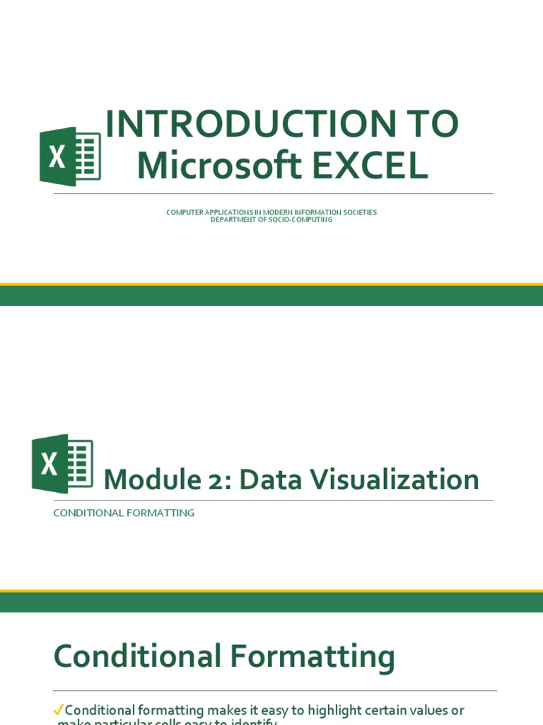 (Module 2) Data Visualization in Excel | PDF | Computing | Data Management (Module 2) Data Visualization in Excel | PDF | Computing | Data Management