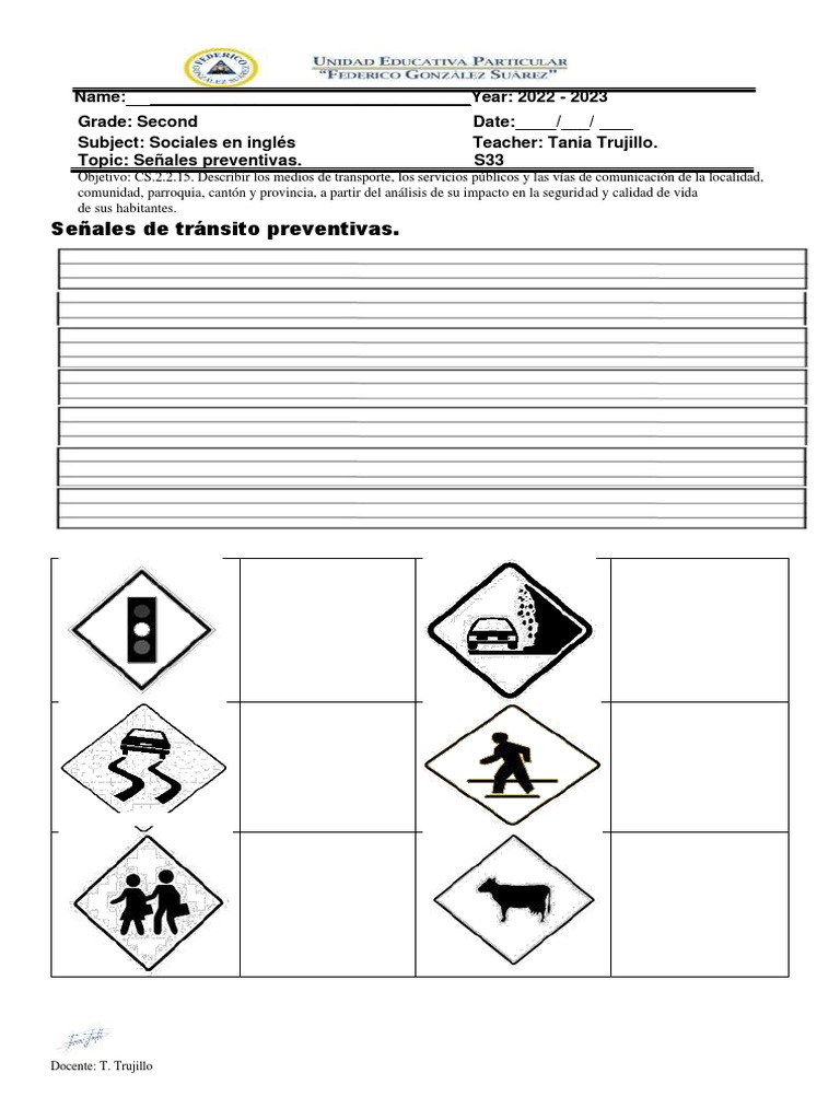 Señales de Tránsito Preventivas.: Docente: T. Trujillo | PDF | Política