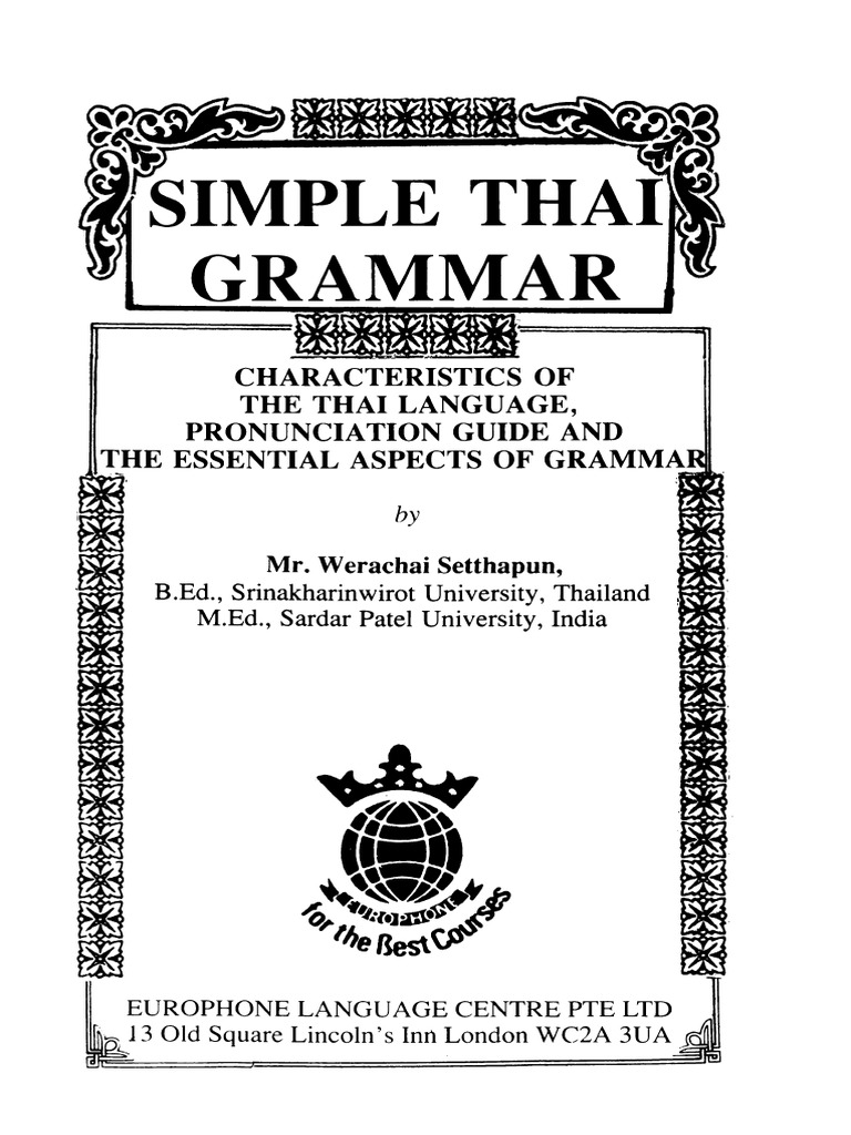 Thai Grammar, Simple (Setthapun) | PDF