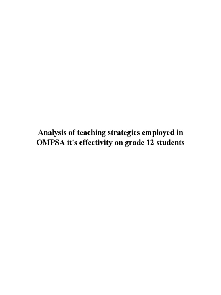 Effective Teaching Strategies in OMPSA | PDF | Teaching Method ...