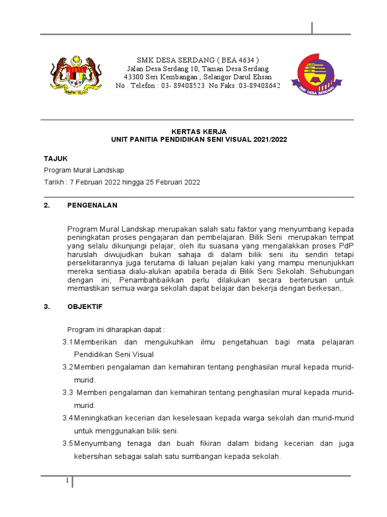 Kertas Kerja Program Mural Landskap | PDF