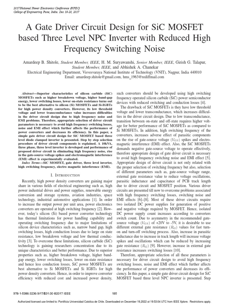 A Gate Driver Circuit Design For SiC MOSFET Based Three Level NPC ...