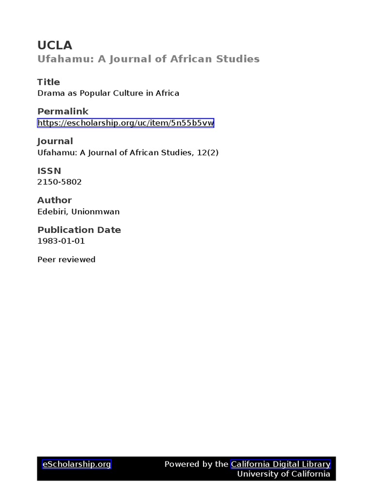 African Theater and Culture | PDF