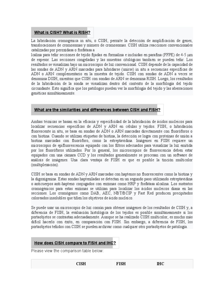 What Is CISH | PDF | Hibridación in situ fluorescente | Hibridación de ...