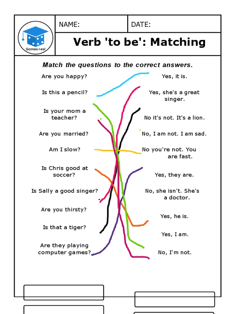 Verb To Be Match | PDF | Language Arts & Discipline | Wellness