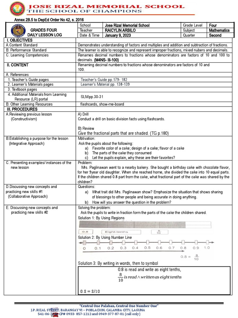 Q2 DLL Wk8 Math | PDF | Numbers | Constructivism (Philosophy Of Education)