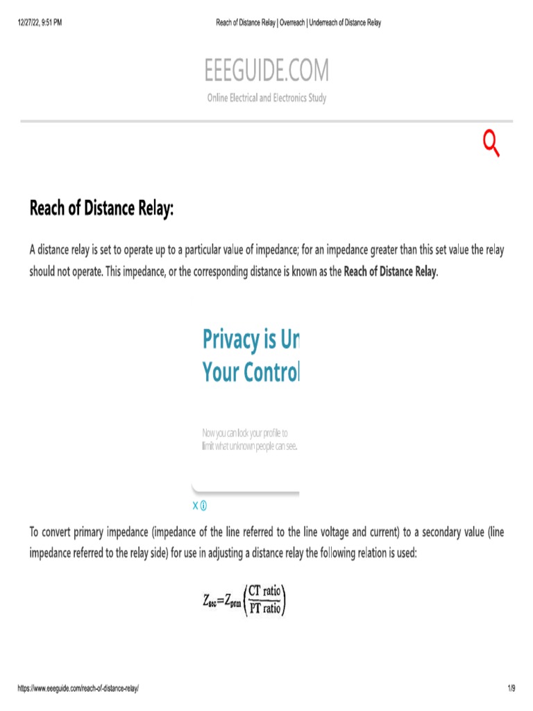 Reach of Distance Relay - Overreach - Underreach of Distance Relay | PDF