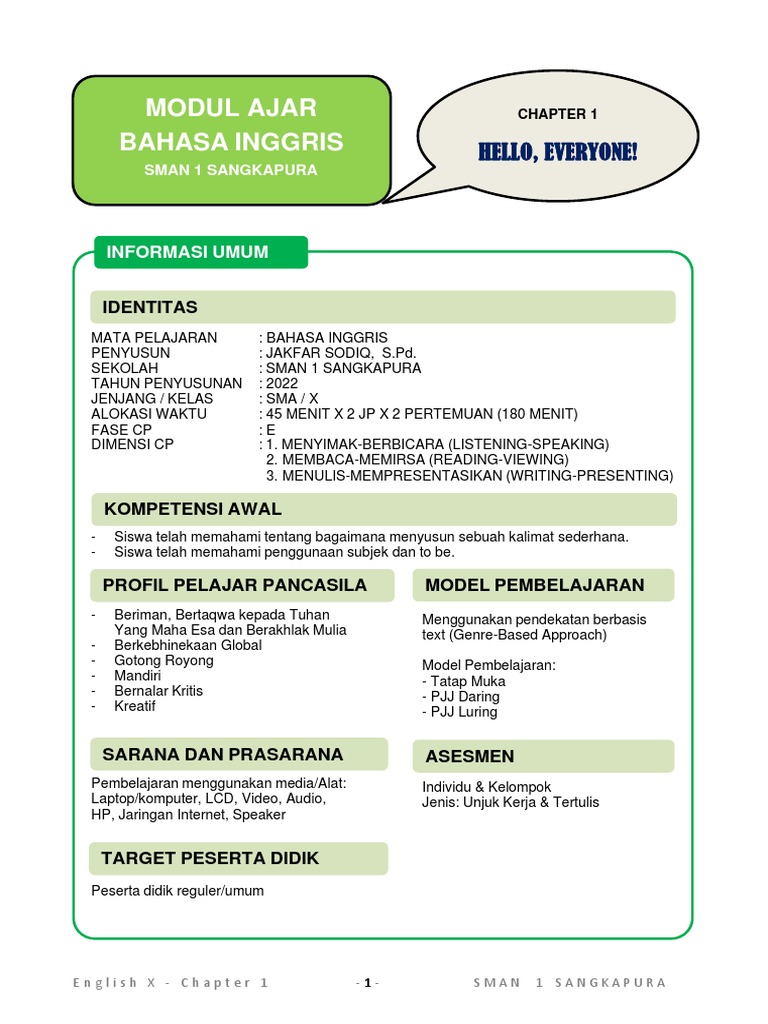 Self Introduction Text SMA X | PDF