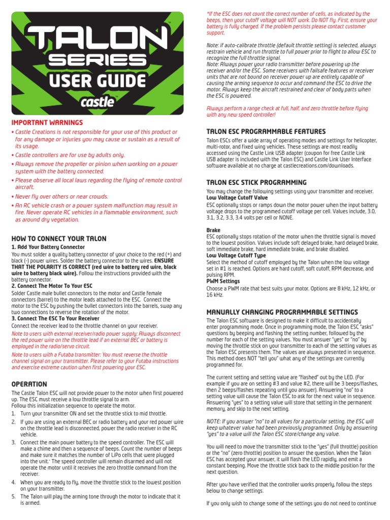 Talon User Guide | PDF | Electric Motor | Electrical Connector