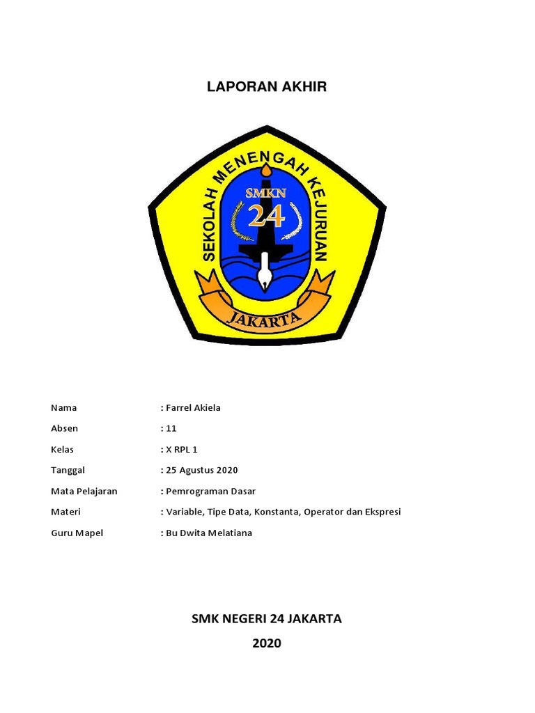 Laporan Program Sederhana Pemrograman Dasar | PDF