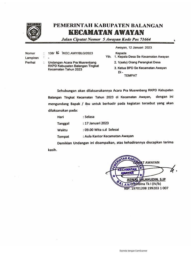 Undangan PRA Musrenbang | PDF