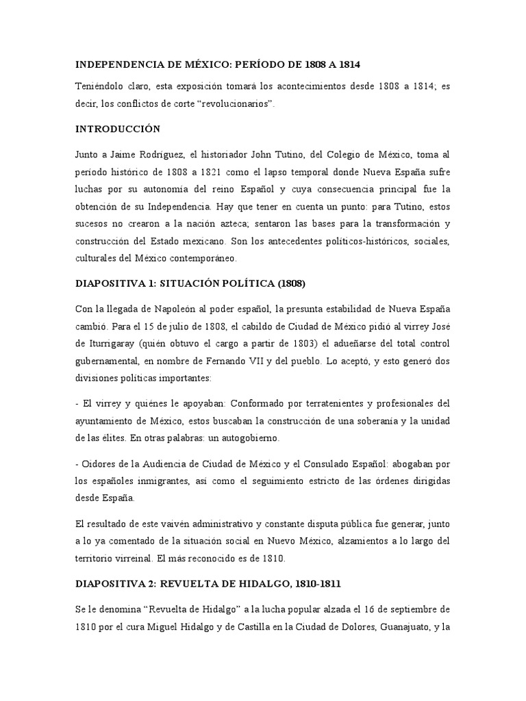 Revolución Mexicana 1808-1814 | PDF | México | Nueva españa