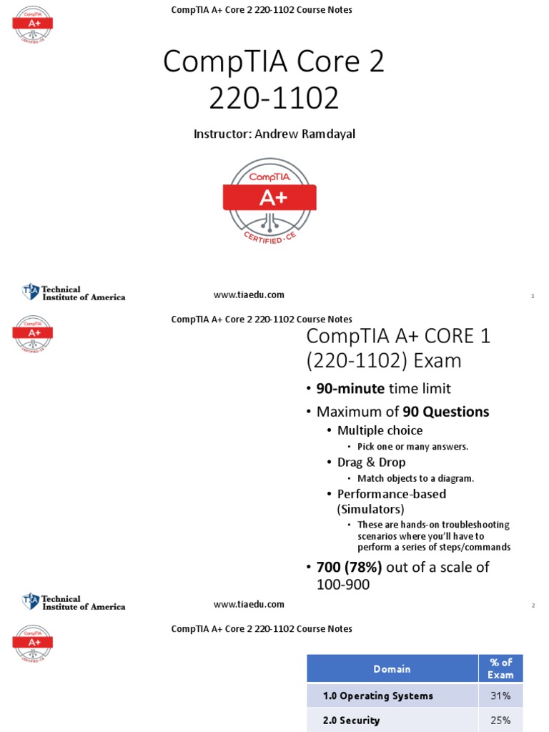 TIA A Core 2 Course Notes | PDF | Windows Registry | Computer Network