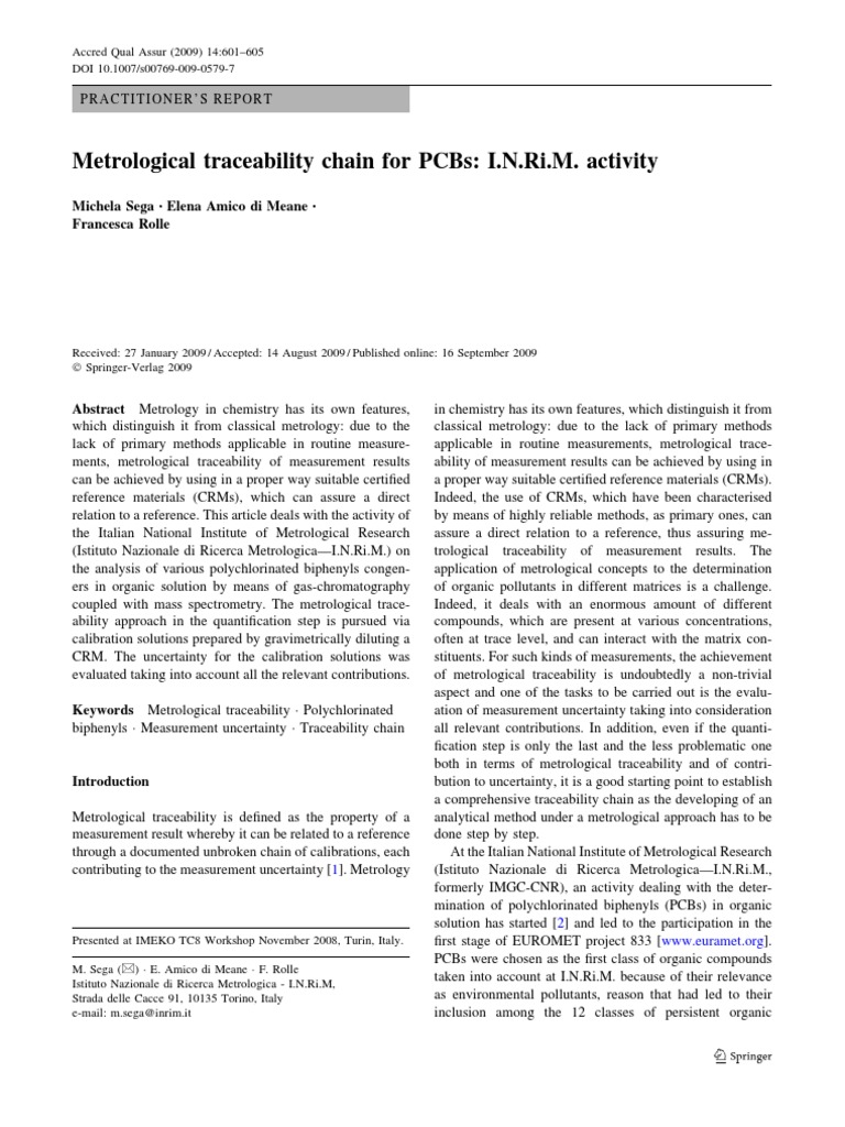 Metrological Traceability Chain For PCBs I.N.Ri.M. Activity | PDF ...