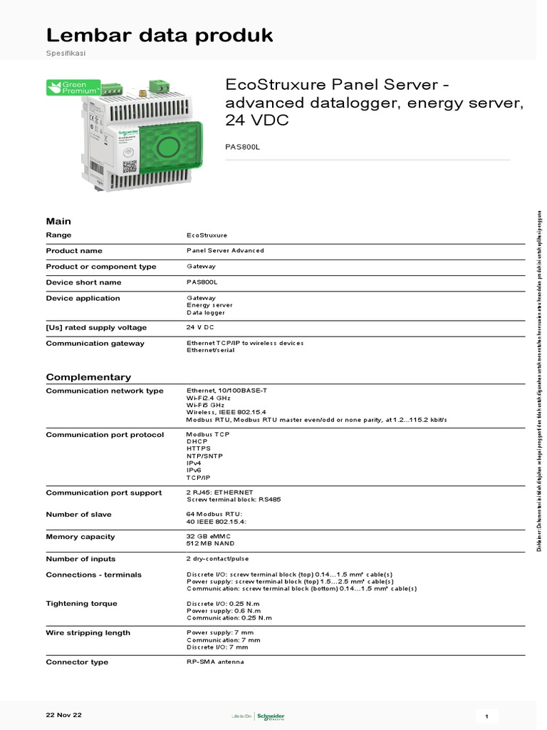 EcoStruxure Panel Server - PAS800L | PDF | Computer Network | World ...