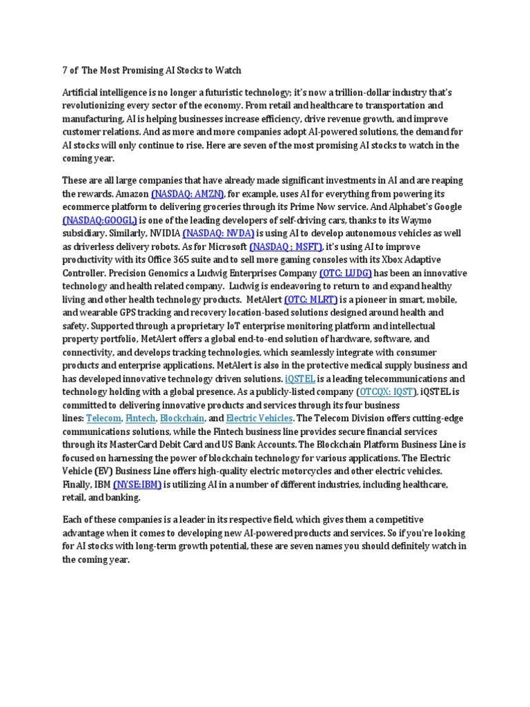 The-Most-Promising-AI-Stocks-to-Watch | PDF | Artificial Intelligence ... The-Most-Promising-AI-Stocks-to-Watch | PDF | Artificial Intelligence ...