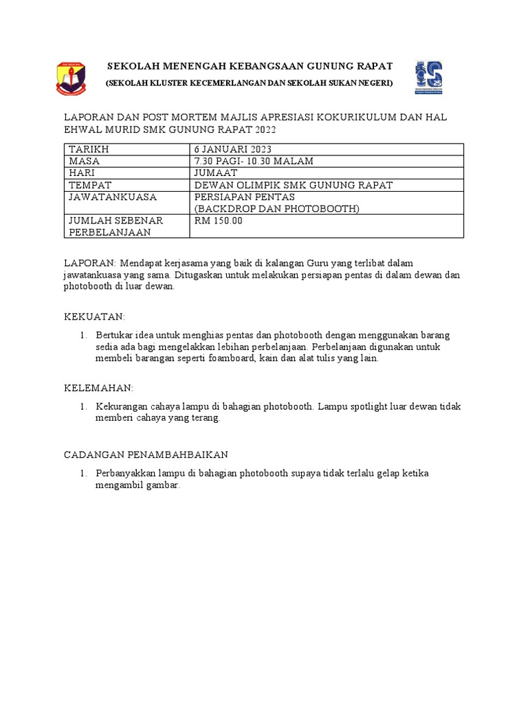 Laporan Postmortem Kohem 2022 - Persiapan Pentas | PDF