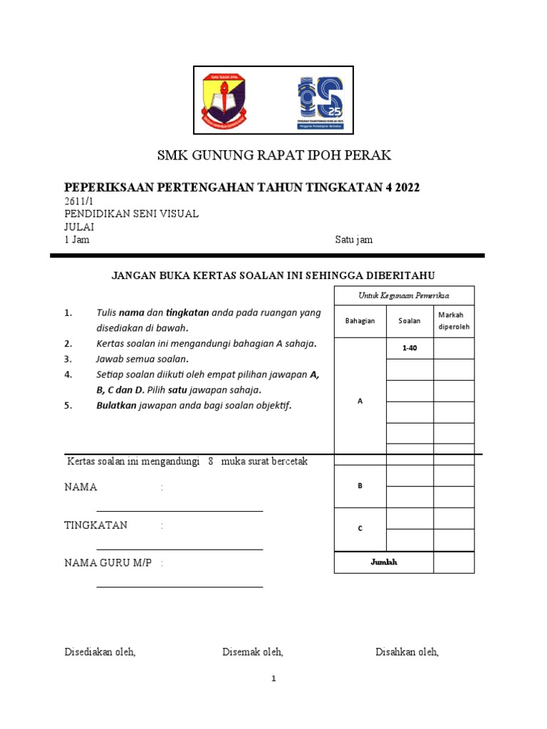Soalan PSV Tingkatan 4 2022 | PDF | Perjalanan | Seni